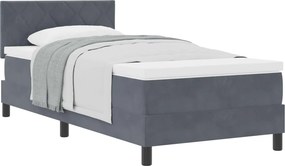 Postel s boxspringem s čelo Tmavě šedá 100 x 200 cm samet 3339219