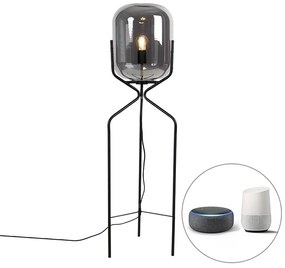 Chytrá stojací lampa černá včetně kouřového skla WiFi A60 - Bliss