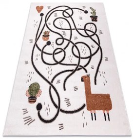 Dywany Łuszczów, Dětský kusový koberec Fun Game llama cream, 140x190, bílá, dětský pokoj
