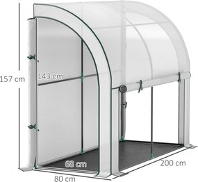 Outsunny skleník s rolovacími dveřmi, zimní skleník z ocelové fólie, skleník na balkon, zahrada, rajčatový skleník s UV ochranou 200x80x157cm rajčato…