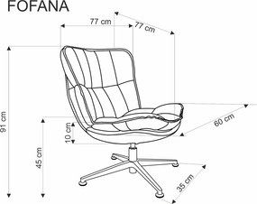 Designové otočné křeslo Fofana krémové