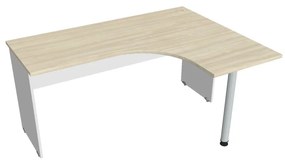 Stůl ergo levý 160*120 cm - Hobis Gate GE 60 L Dekor stolové desky: akát, Dekor lamino podnože: bílá, Barva nohy: stříbrná