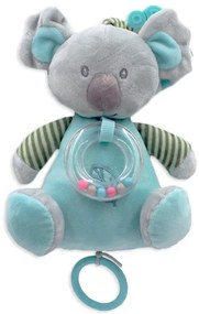 Závěsná plyšová hračka s chrastítkem Koala 18 cm - šedá/mátová