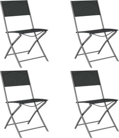 vidaXL Skládací zahradní židle 4 ks ocel a textilen [318767] Barva: Černá