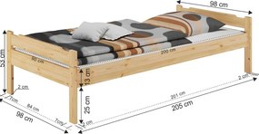 Dřevěná postel LIVIO 90x200, přírodní Kondela 0000247951