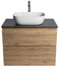 Aqualine ALTAIR skříňka 78,5 x 61,8 x 45,7 cm s deskou 78,5 cm dub emporio/antracit břidlice hnědá AI380-02