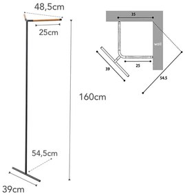 Yamazaki Rohový věšák 5551, v. 160 cm, černý