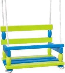 Houpačka dřevo modro-zelená / 40x30 cm / nosnost 80 kg / od 3 let