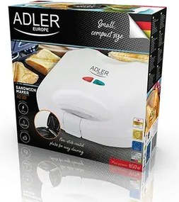 Adler AD 301 / Sendvičovač / 750W / 2 sendviče / bílá