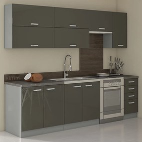 GREY gr | horní kuchyňská skříňka 60x60 GN-72 1F (45°) rohová s policemi | 60x60 cm | světle šedá/tmavě šedá lesk