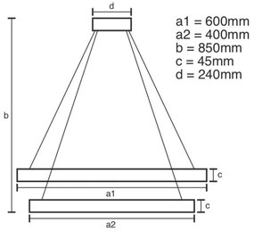 LED Stmívatelný lustr na lanku LED/120W/230V 3000-6500K + dálkové ovládání