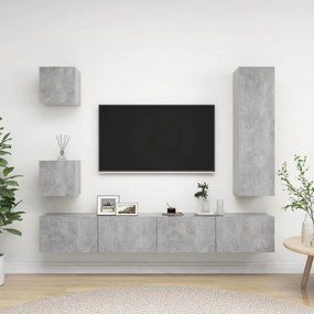 5dílný set TV skříněk betonově šedý kompozitní dřevo 3079117
