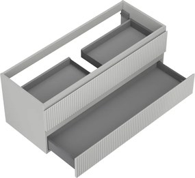 Mexen Rivel, koupelnová skříňka pod umyvadlo 120 cm, 2 zásuvky, drážkovaná, matná šedá, 91A20-12047-2-BFF62