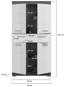 Vyšší skříňka se zásuvkou Scout, šedý dub/bílá lesk