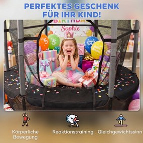 HOMCOM dětská trampolína Ø163 cm, trampolína s ochrannou sítí, kryt okrajů, zahradní trampolína pro děti 3-10 let, max. nosnost 50 kg, černá barva
