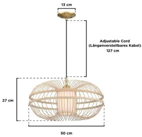 Westinghouse 61255 - Lustr na lanku TULCEA 1xE27/60W/230V bambus