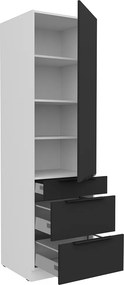 ARIA bc | vysoká skříňka 60 DKS-210 3S1F potravinová | UNI DVÍŘKA | 60 cm | PREMIUM BOX | bílá/černá