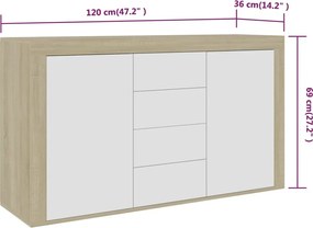 vidaXL Příborník 120 x 36 x 69 cm dřevotříska [801846] Barva: kouřový dub