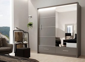 Casarredo - Komfort nábytek Šatní skříň MAURINO 203 s osvětlením, grafit mat