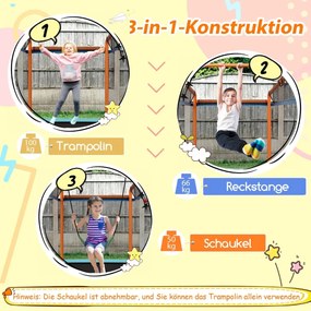 Costway Obdélníková trampolína 3-in-1 pro děti trampolína pro – pomerančový