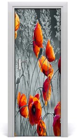 Samolepící fototapeta na dveře Pole mák 95x205 cm