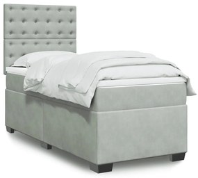 Box spring postel s matrací světle šedá 80 x 200 cm samet 3290774