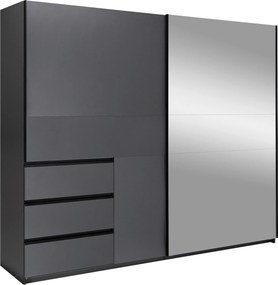 XXXLutz ŠATNÍ SKŘÍŇ S POSUVNÝMI DVEŘM, barvy grafitu, 250/210/61,5 cm P & B - Šatní skříně - 000885001013