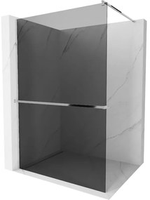 Mexen Kioto+ sprchová stěna s poličkou Walk-in 70 x 200 cm, grafit, chrom - 800-070-121-01-40
