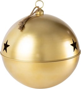 Zlatá antik kovová ozdoba rolnička se šňůrkou Baub Xmas XL - Ø 80*90 cm