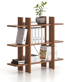 Kancelářský regál nízký krátký SOLID, 1250 x 400 x 1075 mm, ořech