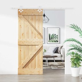Posuvné Dveře S Kováním 85 X 210 Cm Masivní Borové Dřevo