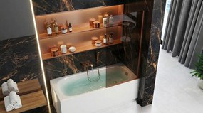 Vanová zástěna REA ELEGANT 80 cm, kartáčovaná měď/hnědá kouřová