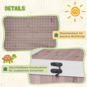 PawHut Dřevěný dům pro želvy, želví výběh s hlavními domky a otevíracím vrchním krytem 91x60,5x32 cm, hnědý