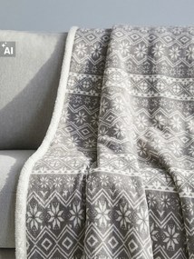 Sinsay - Vánoční deka se skandinávským vzorem a beránkem - šedá