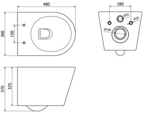 Mexen Rico závěsné wc Rimless s toaletním Slim sedátkem z duroplastu, černá matná - 30721085