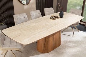 Designový keramický jídelní stůl Parthenia 200 cm travertin / dub