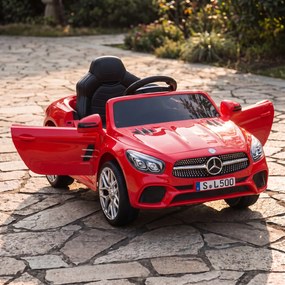 AIYAPLAY elektrické dětské auto Mercedes-Benz SL500 12V s dálkovým ovládáním 2,4G, 2 motory, odpružení, jemný start, červené