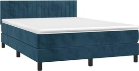 Box spring postel s matrací tmavě modrá 140x190 cm samet 3141423