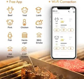 Inkbird BBQ teploměr se 4 sondami WiFi/50m