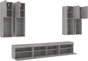 7dílná obývací stěna s LED osvětlením šedá sonoma 3216776