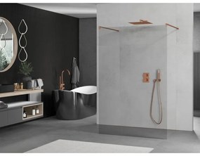 Mexen Kioto, průchozí sprchová zástěna Walk-in 105 x 200 cm, 8mm čiré sklo, profil růžové zlato, 800-105-002-60-00