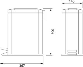 Aqualine Aqualine, SIMPLE LINE odpadkový koš obdélníkový 5 l, nerez lesk, GAQ005