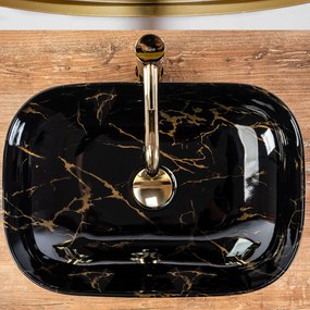 Rea Belinda Marble umyvadlo na desku, 47 x 34 cm, černá lesklá, REA-U8907