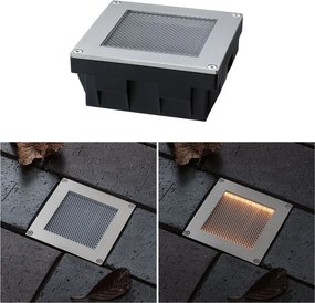 P 95743 Solární LED zemní svítidlo Sorea soumrakový senzor IP67 hranaté 100x100mm 2200K 0,1W 5lm 3,7V kov kartáčovaný ABS/polykarbonát/ocel - PAULMANN