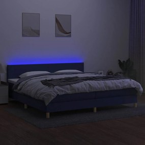 Box spring postel s matrací a LED modrá 200x200 cm textil 3133587
