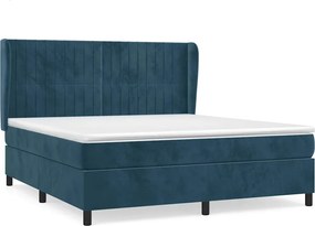 Box spring postel s matrací tmavě modrá 160x200 cm samet 3129343