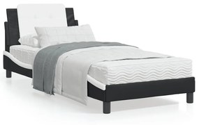 Rám postele s LED osvětlením černý a bílý 90x190 cm umělá kůže,  3214080