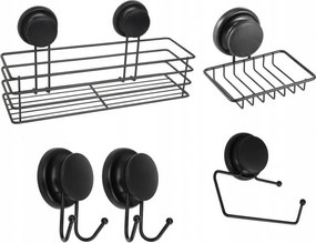 Koupelnová sada na přísavky, polička, háček, držák na papír, mýdlenka