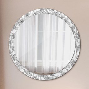 Kulaté zrcadlo tištěný rám Květinový vzor fi 100 cm