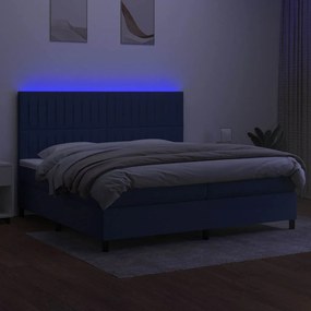 Box spring postel s matrací a LED modrá 200x200 cm textil 3135067